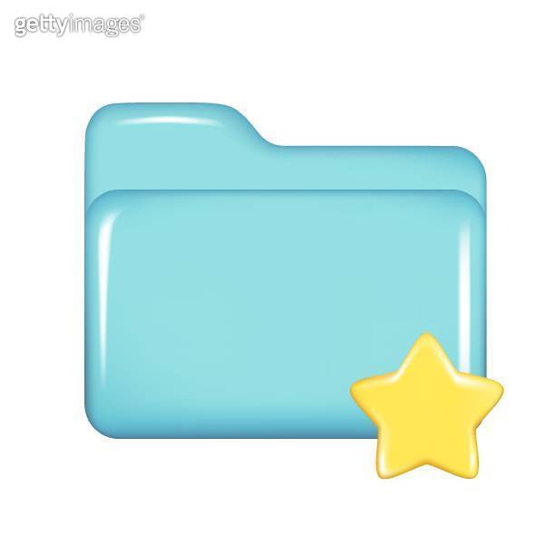 Realistic 3d blue folder with yellow star. Decorative 3d management ...
