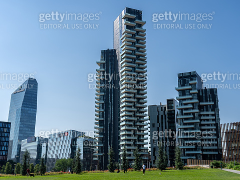 Milano, Italy. Views of the new towers Solaria and Solea. The new ...