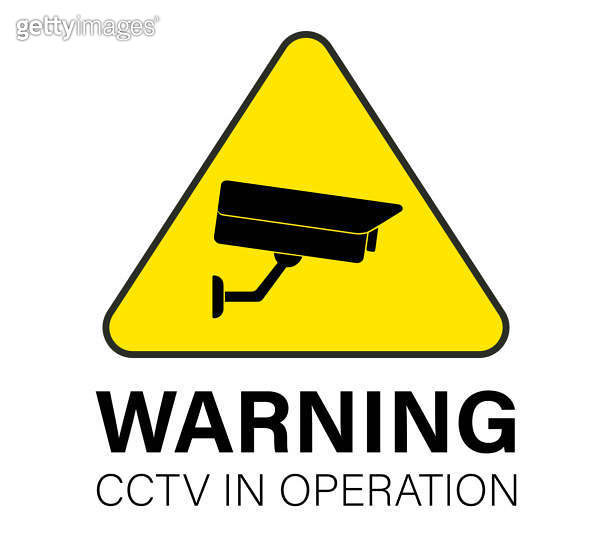 The camera icon in yellow triangle. Sign Warning - CCTV is operation ...