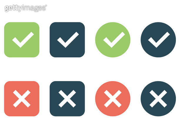 Check mark icon set. Deny and Allow. 이미지 (1474767690) - 게티이미지뱅크