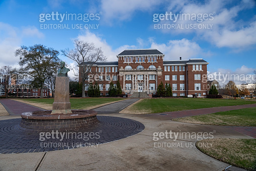 A bust of Stephen Dill Lee in front of Lee Hall, at the Drill Field, on ...