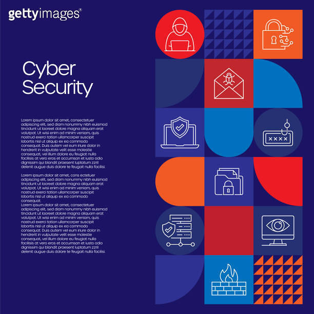 Cyber Security Related Design with Line Icons. Simple Outline Symbol ...