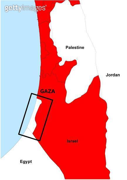 Gaza Strip political map territory on the coast of Mediterranean ...