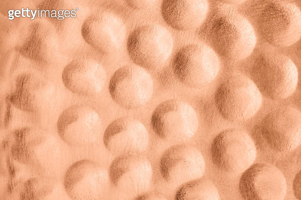 Abstract background, metallic peach color, volumetric bubbles ...
