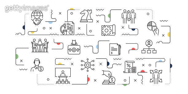 Business Cooperation Related Vector Banner Design Concept, Modern Line Style with Icons 이미지 ...