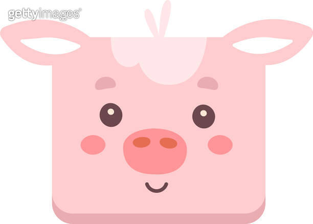 elements_animal_square_face_cute_cartoon_set 이미지 (1621335807) - 게티이미지뱅크