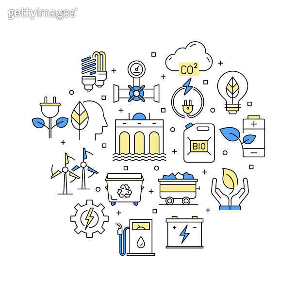 Power and Energy Related Vector Banner Design Concept, Modern Line ...