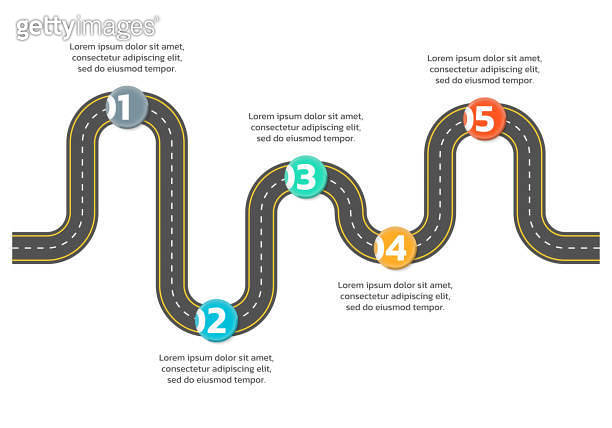 5 step road map info graphic design. Timeline infographic, modern ...