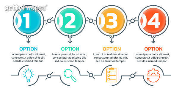 4 steps, option infographic with business icons. Process diagram ...