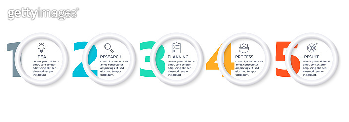 5 steps infograph. Five numbers options with business icons ...