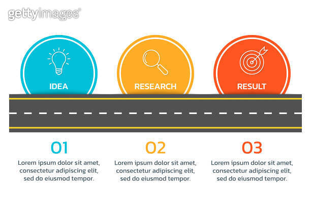 Road infographic. 3 step, option road map info graphic design. Timeline ...