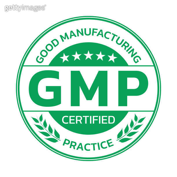GMP certified icon or label. Good Manufacturing Practice logo, stamp or ...