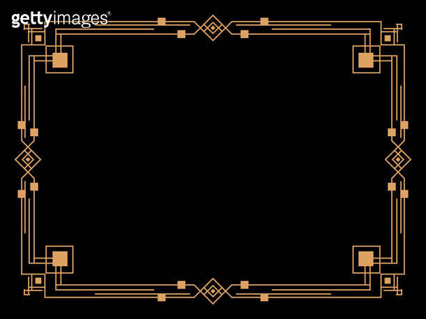 Art deco frame. Vintage linear border. Design a template for ...