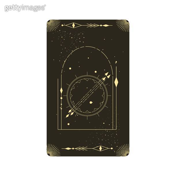 Tarot card with mystic celestial frame. Boho esoteric tarot card with ...