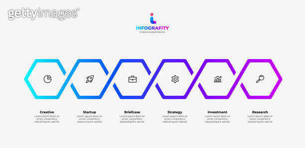 Six hexagons for business presentation. Process visualization or ...