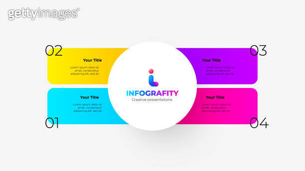 Circle with 4 banners around. Business data visualization for ...