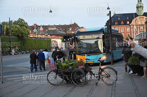 Copenhagen Central Station Bus Stop In Denmark, People Waiting For Bus ...