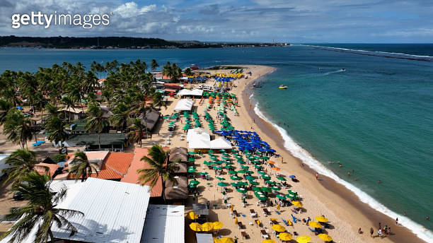Gunga Beach tourism landmark at Maceio Alagoas Brazil. Relaxation ...