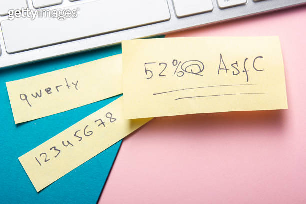 Strong and weak password on pieces of paper. Password security and ...