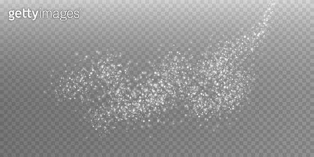 White scattering of small particles of sugar crystals, flying salt, top ...