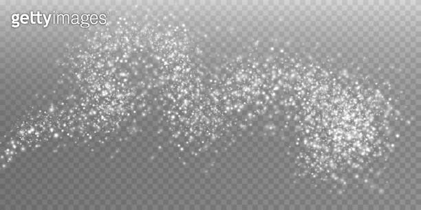 White scattering of small particles of sugar crystals, flying salt, top ...