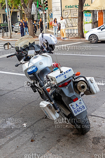 Fully equipped Greek police motorcycle 이미지 (1780510235) - 게티이미지뱅크
