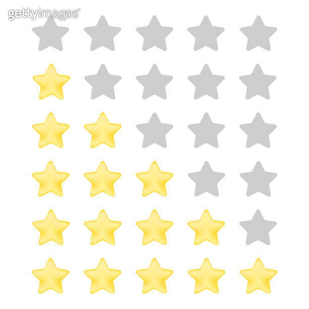 Five star rating. Different ranks from one to five stars. Golden ...