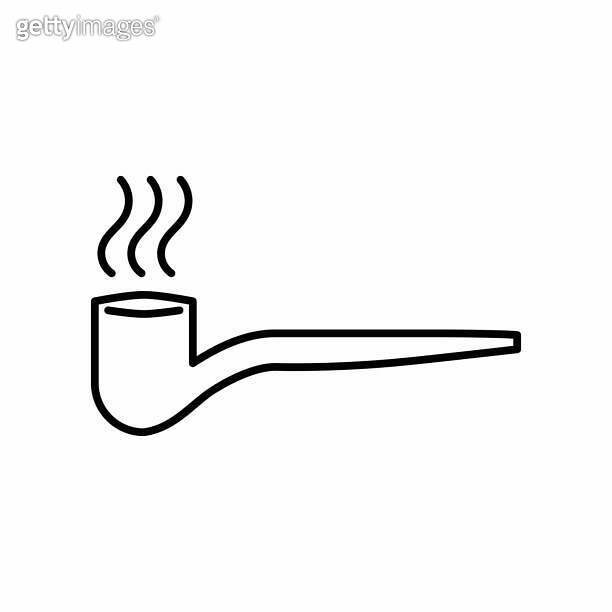 Smoking Tobacco Pipe Outline Vector Icon Illustration (1530051305) - 게티 ...