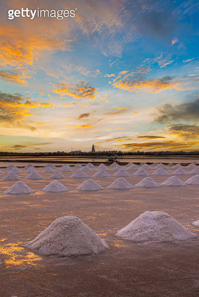 Salt farm in Thailand,Salt industry,sunset on a pink salt lake,Sunset ...