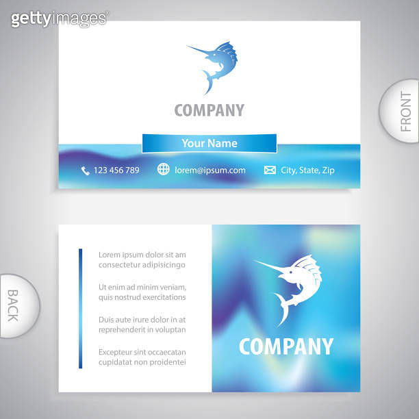 Business card template. Predatory swordfish fish. Symbol for sport ...