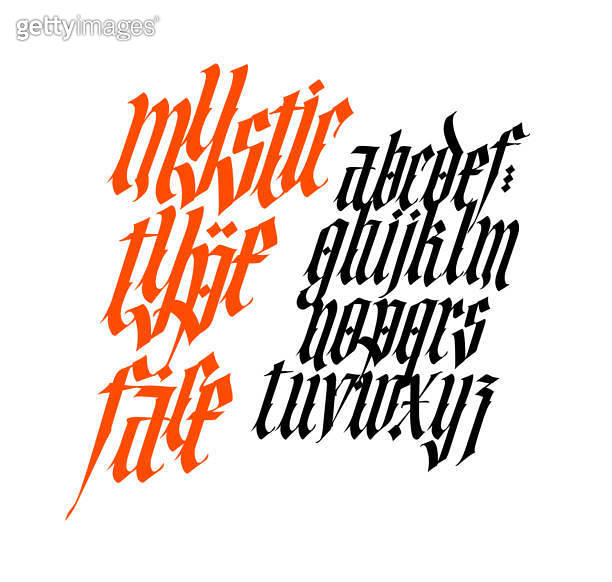 Gothic font from Latin letters. Vector. English alphabet. Medieval ...