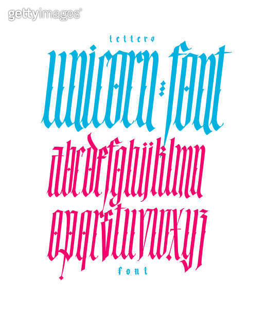 Gothic font from Latin letters. Vector. English alphabet. Medieval ...