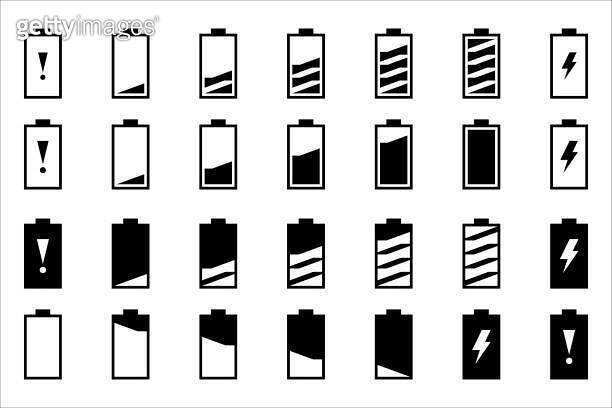 Battery icon set. Battery charge level vector icons. Batteries charging ...