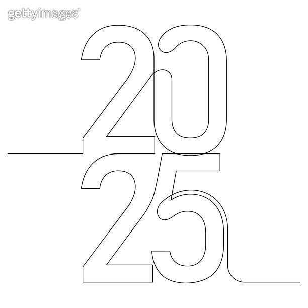 one line drawing 2025 beginning of the year continuity thin line 이미지 ...