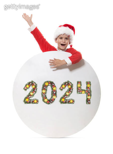 Santa Claus holds christmas poster and 2024 number 이미지 (1750158154 ...