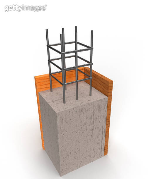 3d RCC columns rendering, concrete columns under construction. column ...