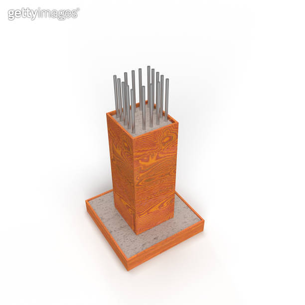 3d RCC columns rendering, concrete columns under construction. column ...