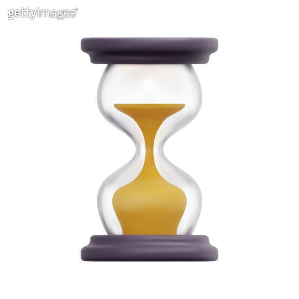 3d hourglass with sand countdown icon vector. Isolated on white ...