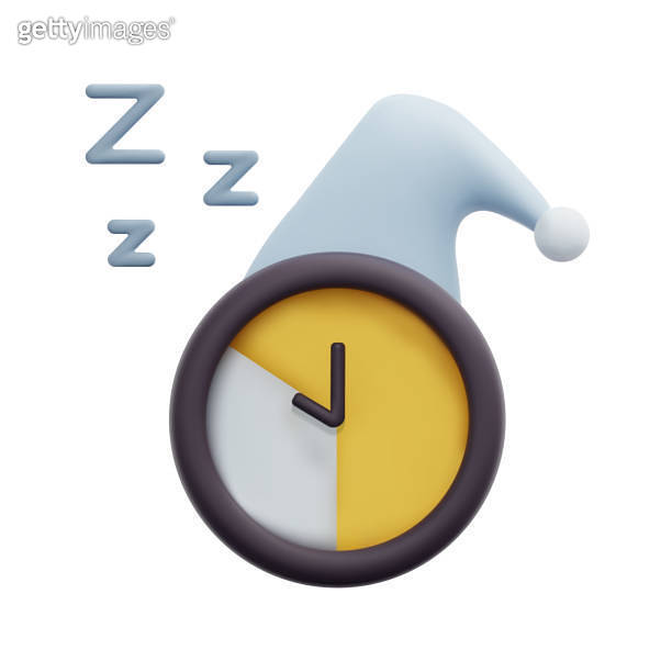3d alarm clock sleeping icon vector. Isolated on white background. 3d ...