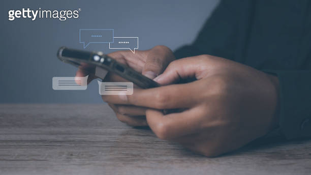 Man using smartphone with social media to interactions icon on internet ...