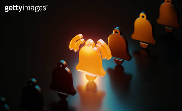 Orange Notification Symbol Glowing Amid Black Notification Symbols On ...