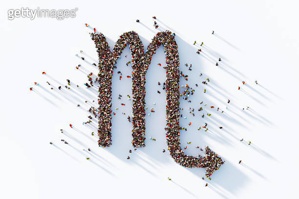 Human Crowd Forming Scorpio Sign On White Background 이미지 (1830507310 ...
