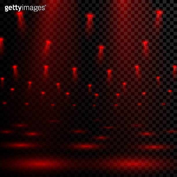 Scene illumination. Red light effect. Stage illuminated spotlight on ...