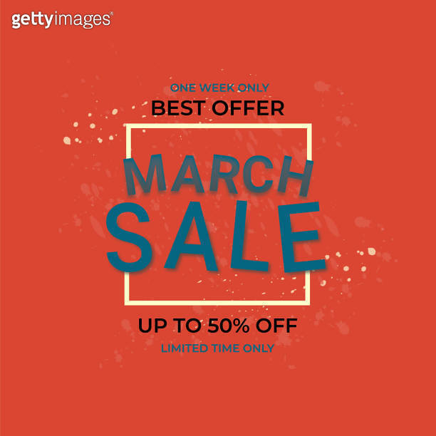 March Sale banner. Sale offer price sign. Brush vector banner. Discount ...