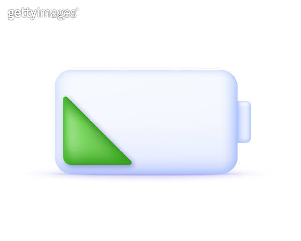 3D Battery icon. The battery is charging. Battery charge from low to ...