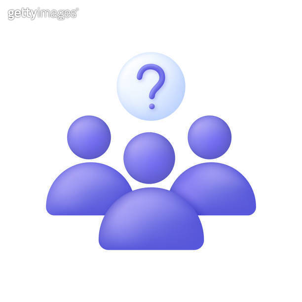 3D Crowd of people with question mark. Choice, problem solving concept ...