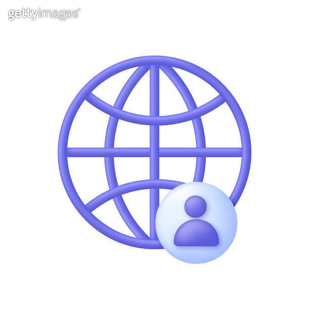 3D Globe hyperlink icon. Search WWW sign. Web hosting technology ...