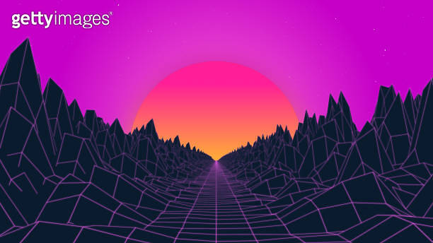 Road to Metaverse, Futuristic Neon Ultraviolet Fluorescent Light Tunnel ...