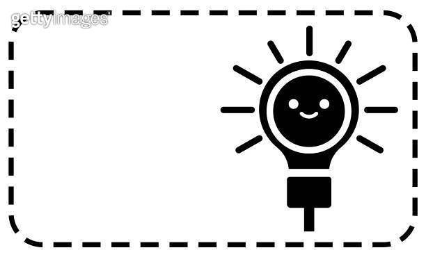 Cute black smiling light bulb vector icon in black rectangular 이미지 ...