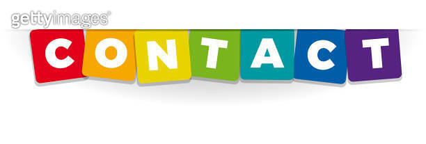 The word Contact. Vector banner with the text colored rainbow. 이미지 ...
